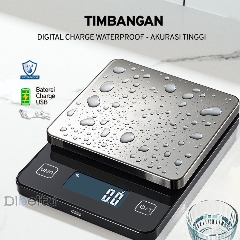 Jual Timbangan Dapur Digital 5kg Akurat 0.1gr USB Charger Timbangan Kue ...
