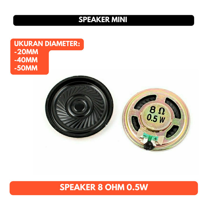 Jual Speaker Mini 8 Ohm 0.5W 0.5 W 1/2 WATT 8Ohm 20mm 40mm 50mm 20 40 50 mm Loudspeaker Loud ...