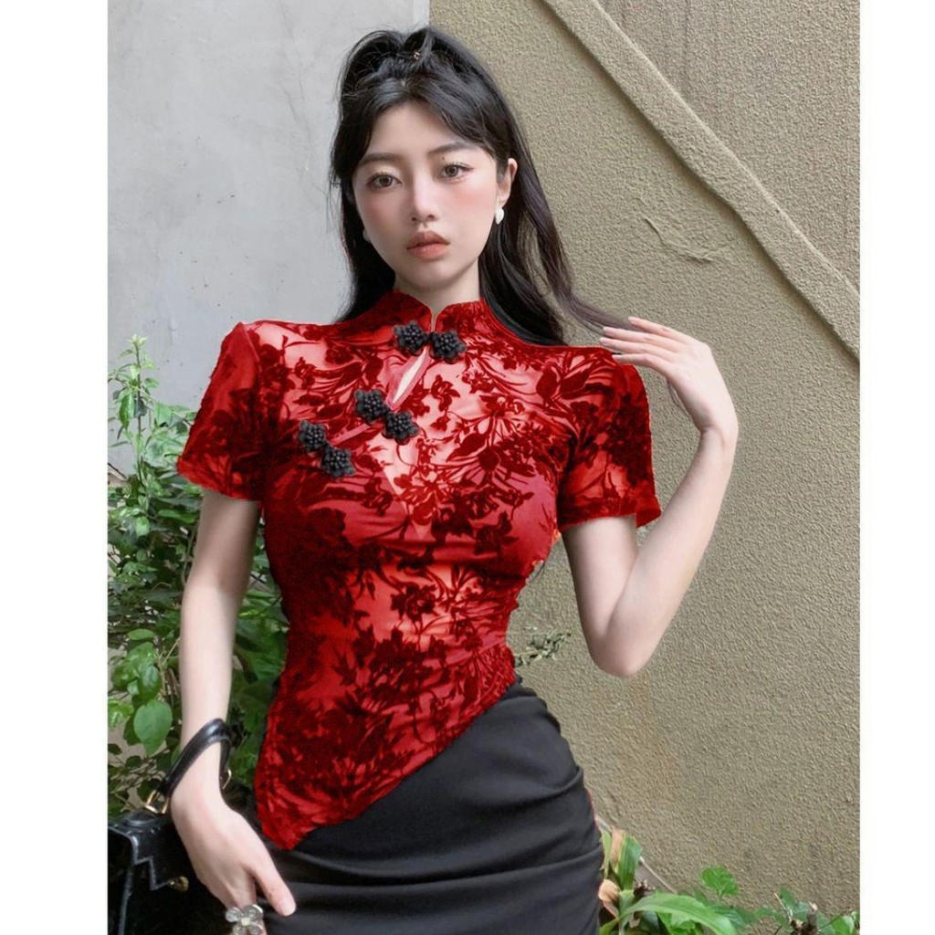 Jual TM - 0285 Atasan Blouse Cheongsam Wanita Yixuan CNY | Shopee Indonesia