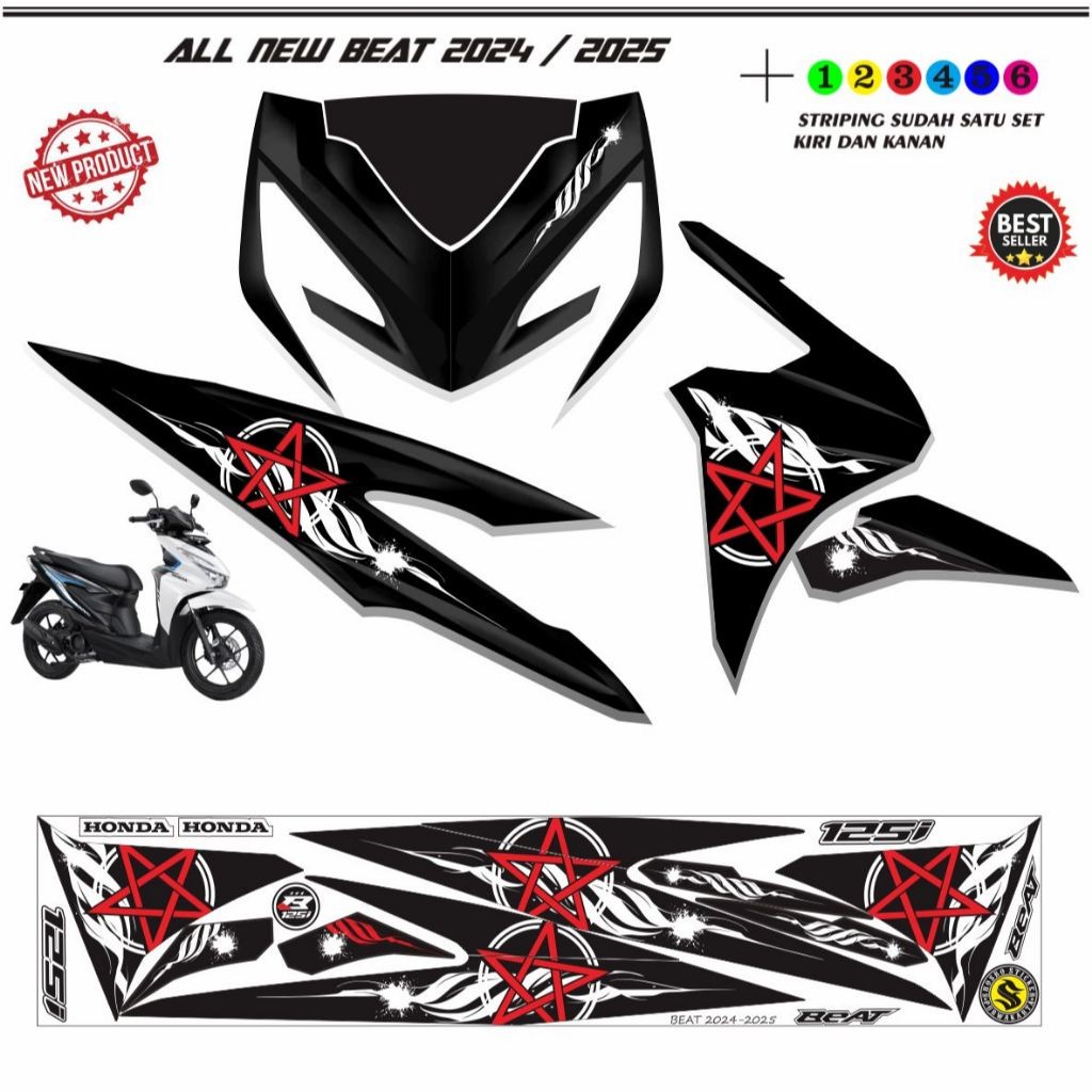 Jual STIKER STRIPING BEAT BARU BEAT 2024 / VARIASI STIKER BEAT 2025 ...
