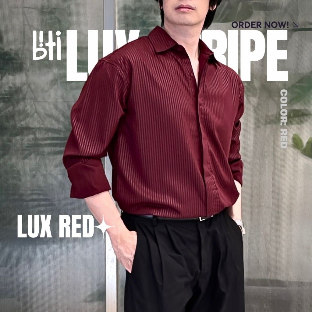 Jual BITI Lux Stripe | Kemeja Lengan Panjang Pria Salur Merah Maroon ...