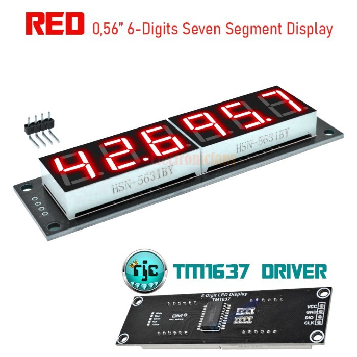 Jual Module Seven Segment 6-Digit 0.56" TM1637 LED 7-Segment Display ...
