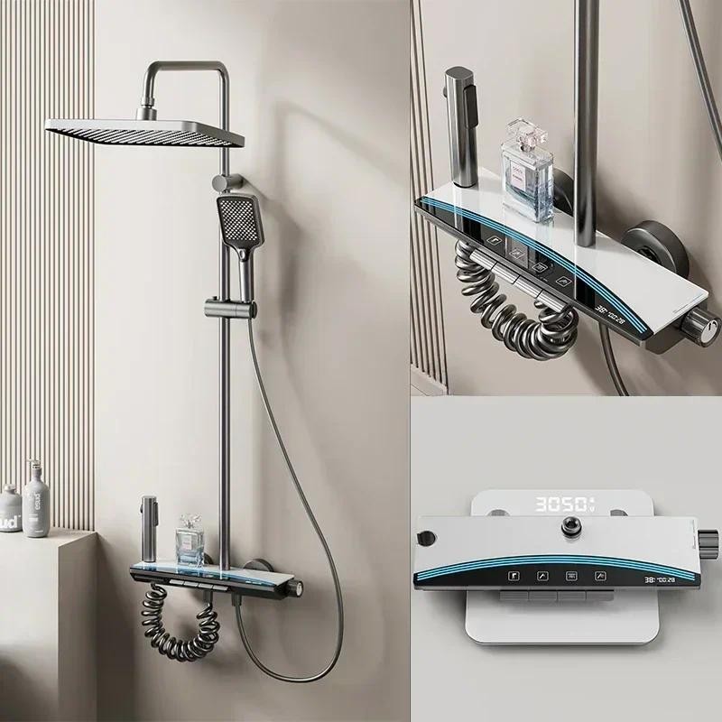 Jual Bathroom 4 Functions Piano Key Smart Temperature Display Shower ...