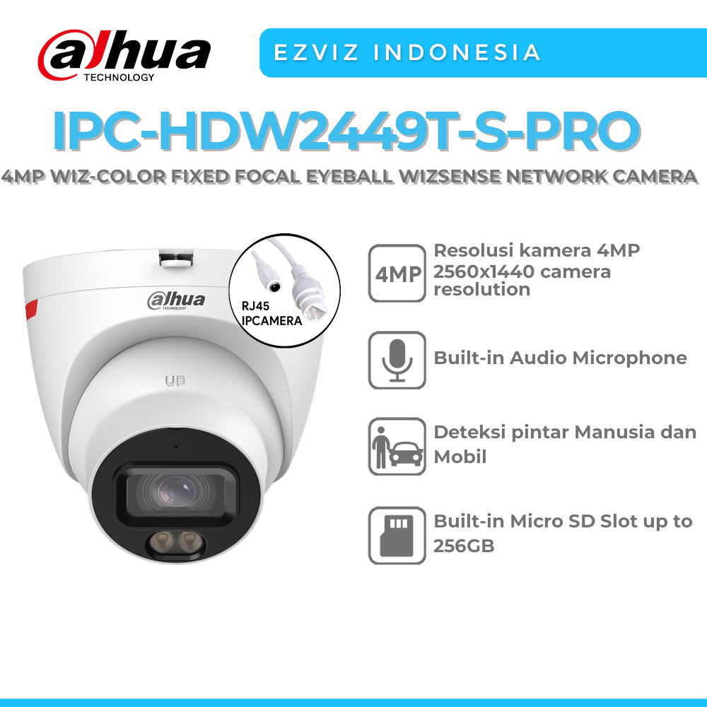 Jual DAHUA IPC-HDW2449T-S-PRO 4MP WIZ-COLOR FIXED FOCAL EYEBALL ...