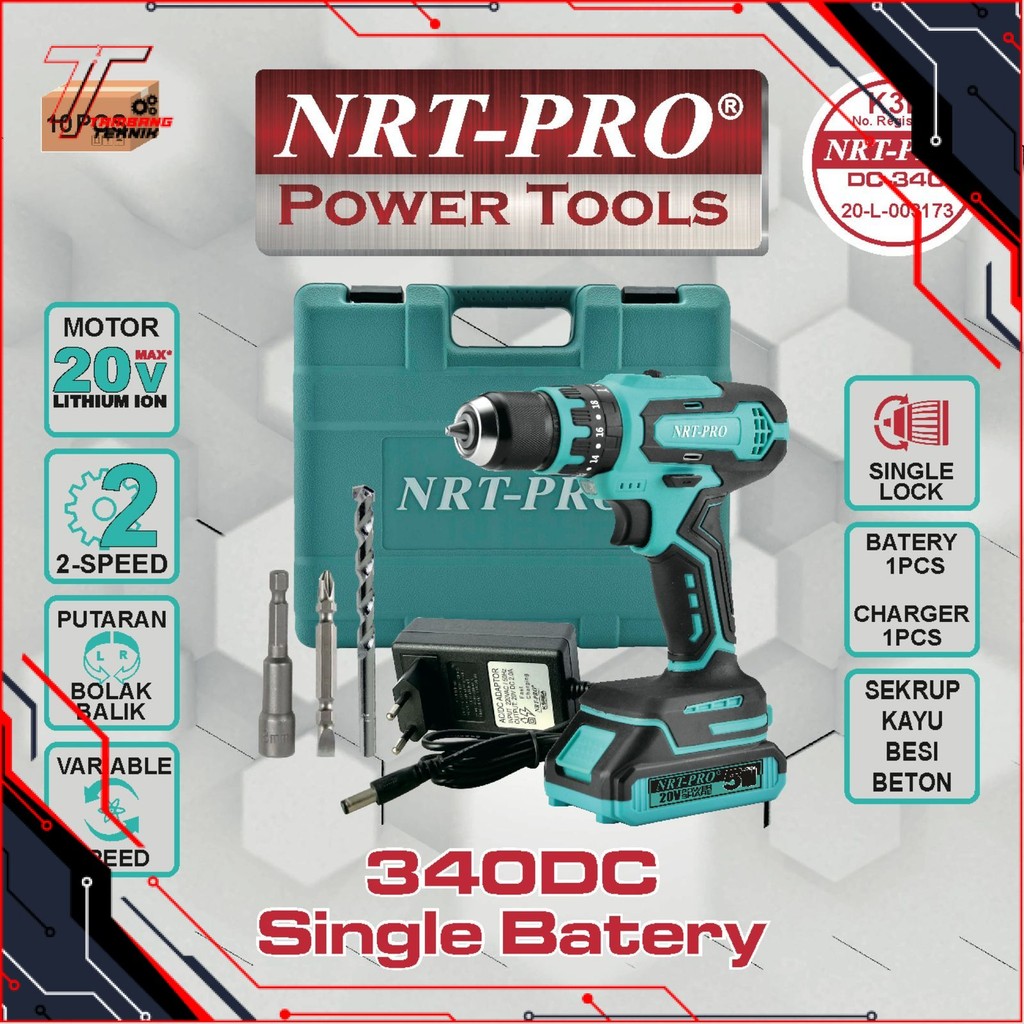 Jual BOR BATTERY / BOR CORDLESS / BOR IMPACT DRILL 10MM DC 340 SINGLE ...