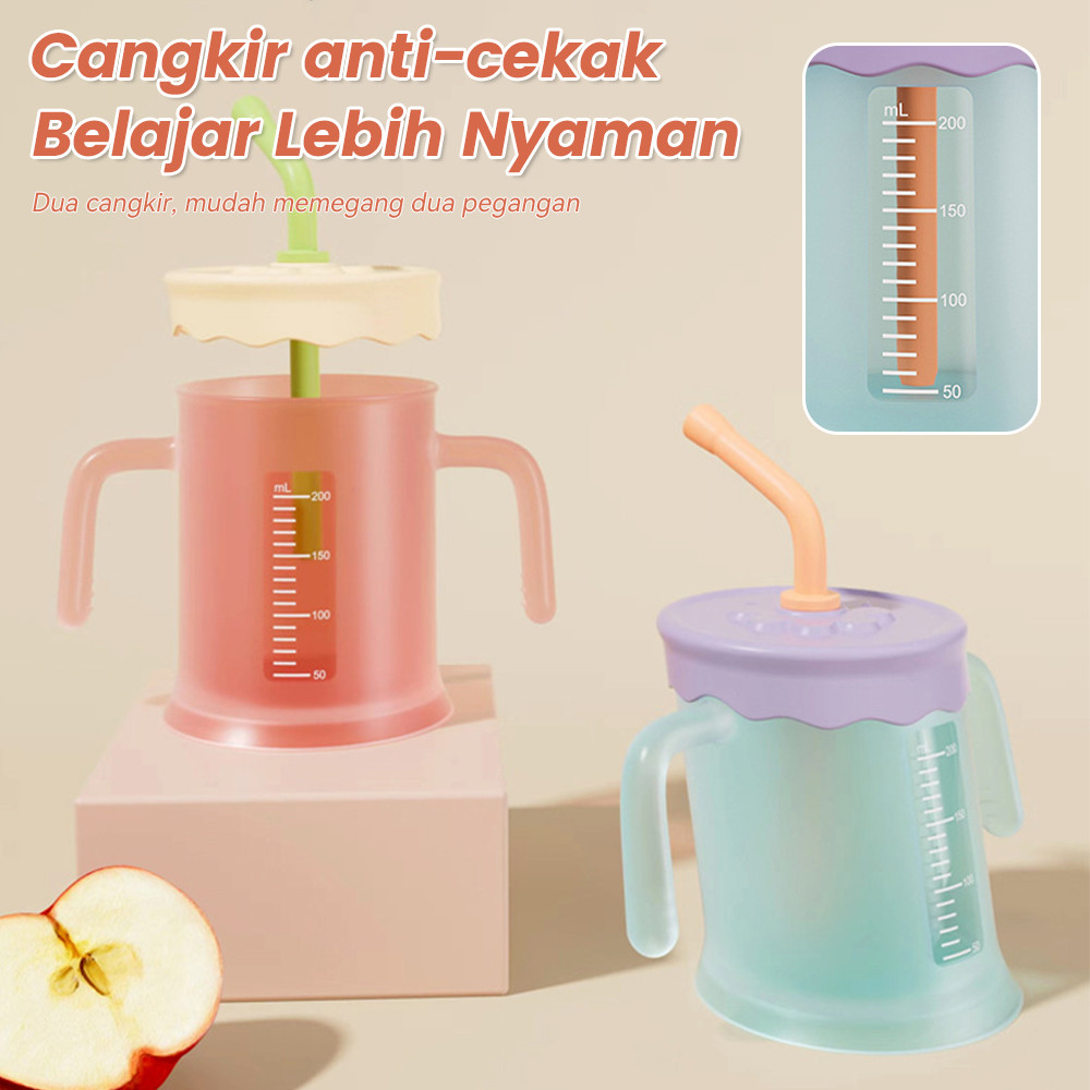 Jual Anak Minum Sedotan Gelas Bayi Gelas Susu Cangkir Curve Straw ...
