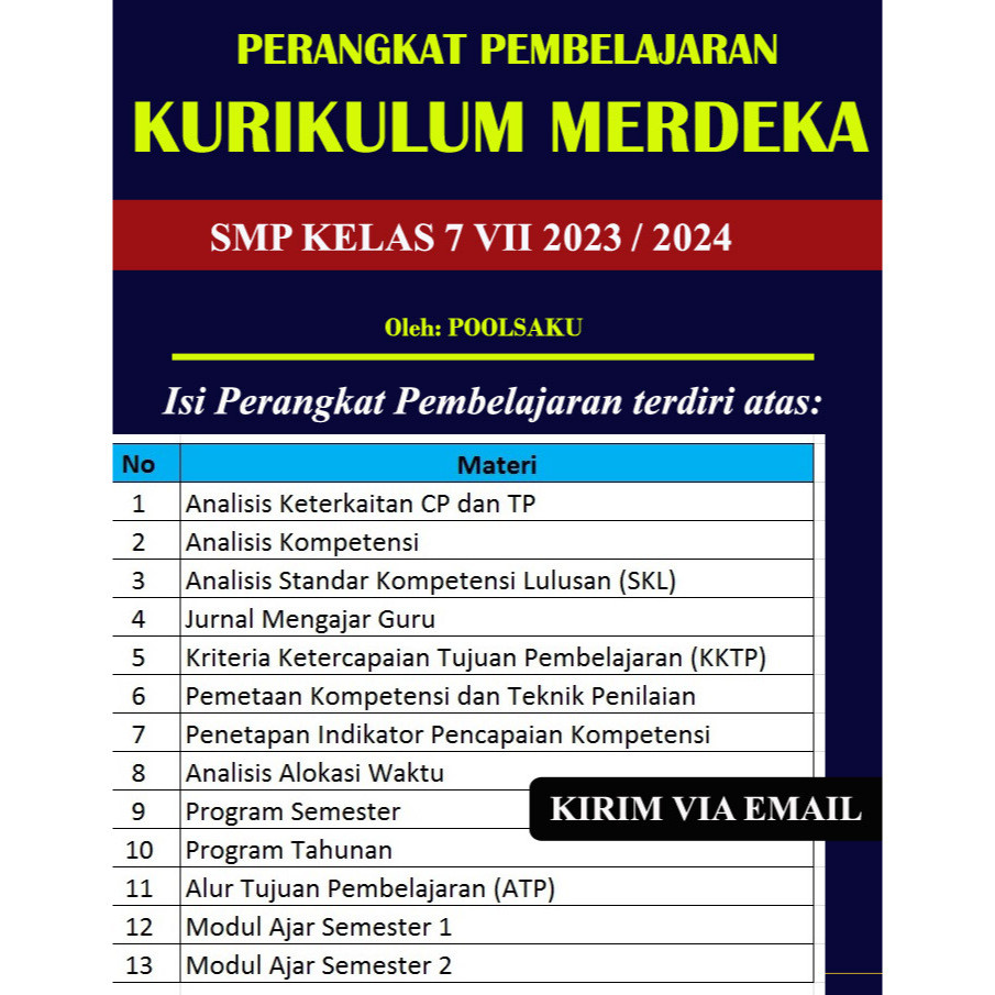 Jual Perangkat Pembelajaran Kurikulum Merdeka SMP SLTP MTS Kelas 7 VII Tujuh | Shopee Indonesia