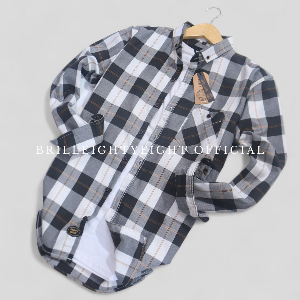 Jual Brill Eighty Eight - Kemeja Flanel Panjang Premium White Blk Brw Mst 88 L3760 | Shopee ...