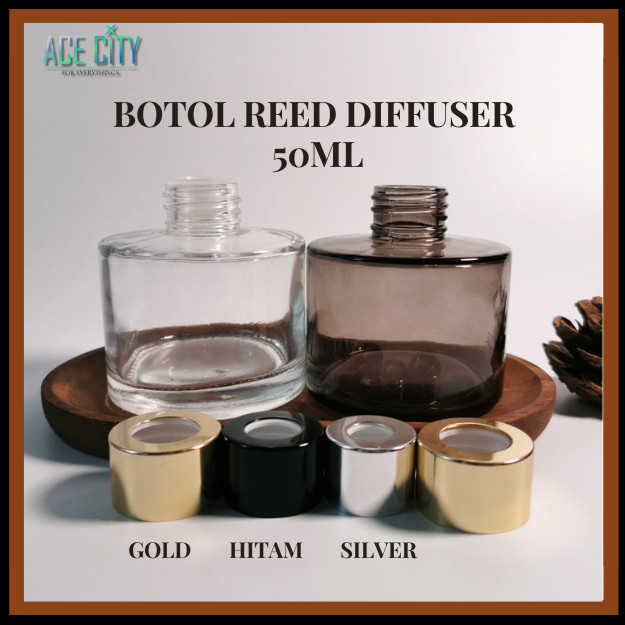 Jual Botol Reed Diffuser 50ml Kaca Tebal Hitam Dan Bening Vas Pot + Cap + Stopper | Shopee Indonesia