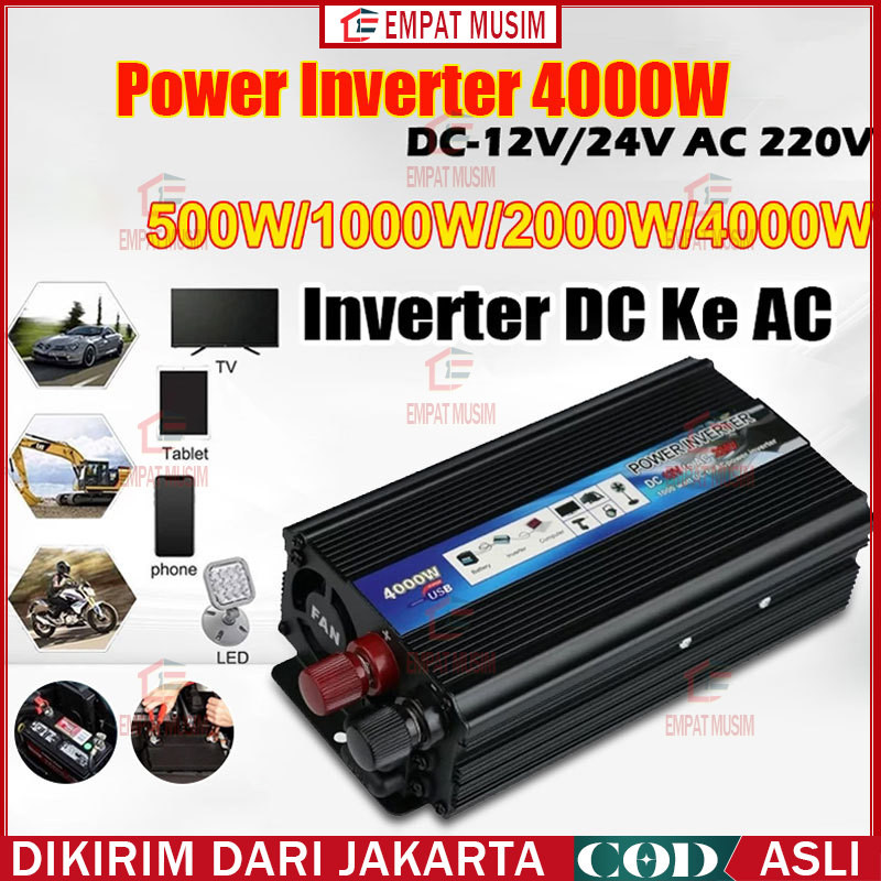 Jual Inverter 1000 Watt Power Inverter Pure Sine Wave PSW DC Ke AC Power Inverter 220W/500W ...