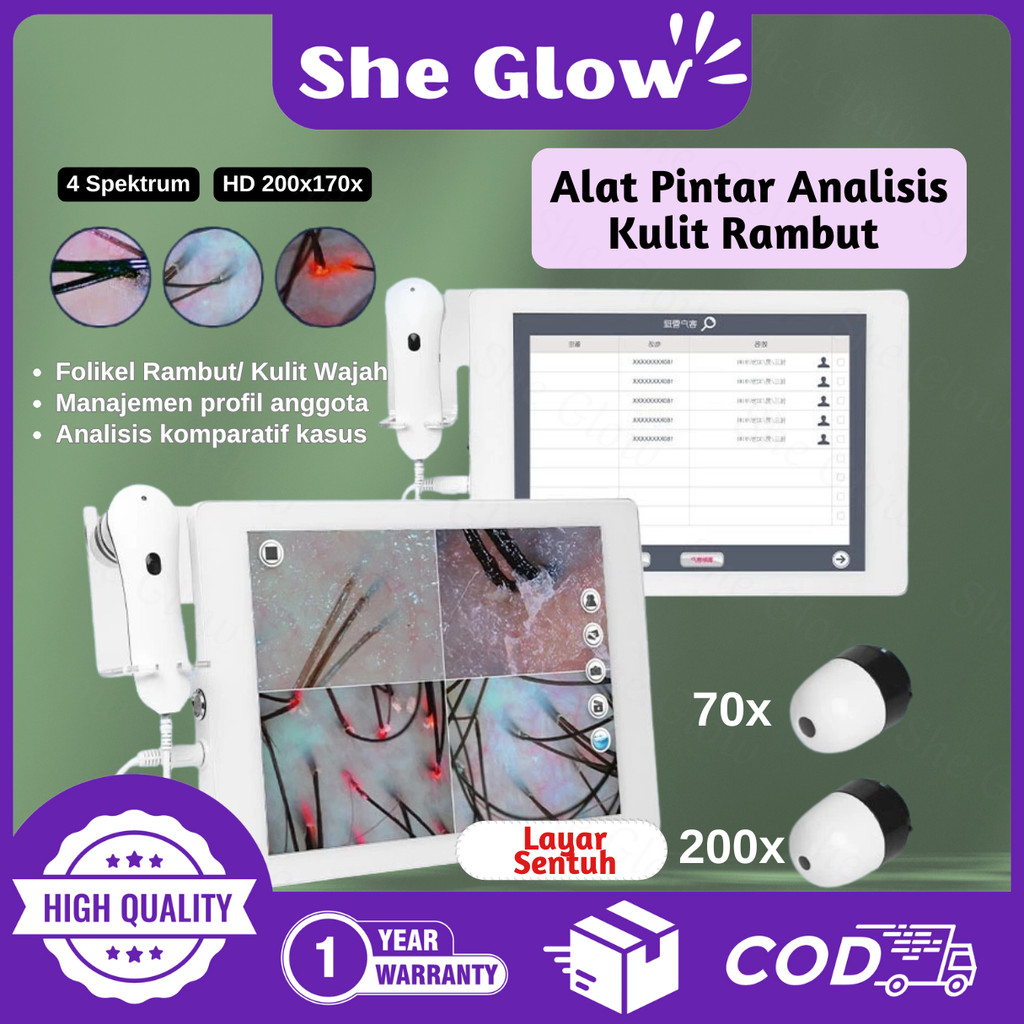 Jual She Glow (GARANSI 1 TAHUN) Smart Skin Hair Analyzer 50X 70X 200X ...
