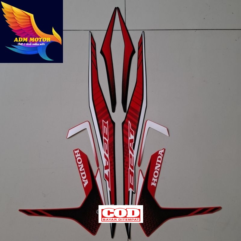 Jual striping honda beat fi 2024 deluxe cbs hitam merah list motor ...