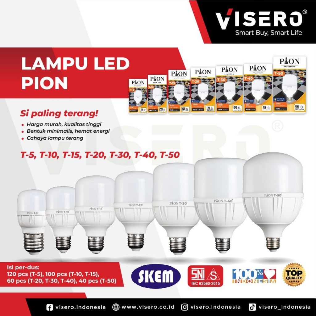 Jual Lampu LED Visero Pion 5, 10, 15, 20, 30 ,40 ,50 Watt CAHAYA PUTIH / DAY LIGHT - Gadgetin ...