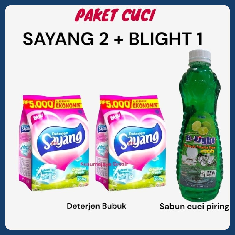 Jual Paket deterjen sayang 2 pack kemasan 5000 + sabun cuci piring ...