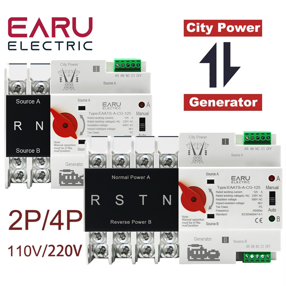 Jual Din Rail 2P 4P ATS Dual Power Automatic Transfer Switch Electrical Selector Switches ...