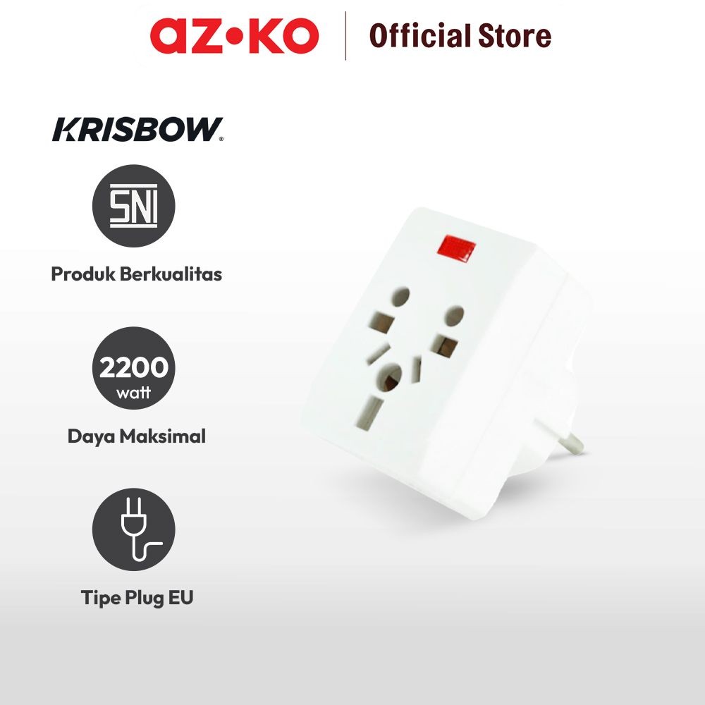 Jual AZKO Krisbow Steker Arde Adaptor Travel Multi 2 Pin - Putih Kepala ...