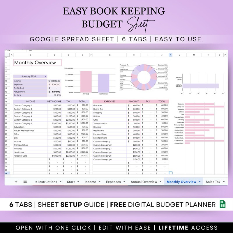 Jual Small Business Bookkeeping Spreadsheet Easy Accounting Template