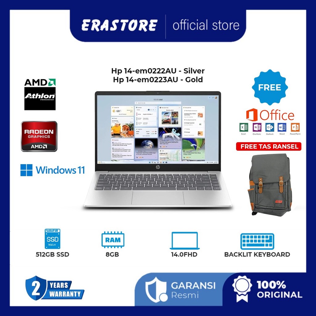 Jual HP 14-em0222AU/em0223AU Athlon 7120U 512GB SSD 8GB FHD | Shopee ...