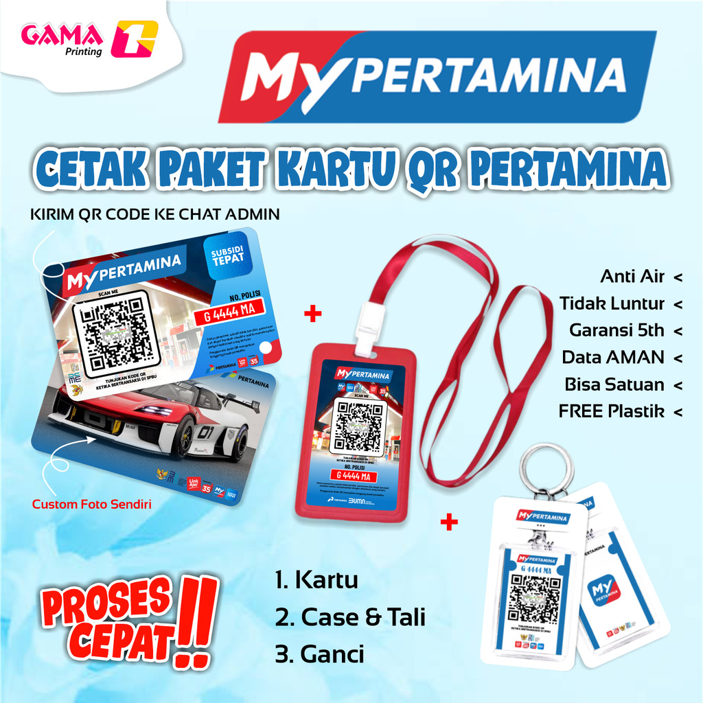 Jual Cetak ID Card Kartu Barcode Pertamina Custom Cepat Sehari Jadi Bahan PVC Tebal dengan Tali ...