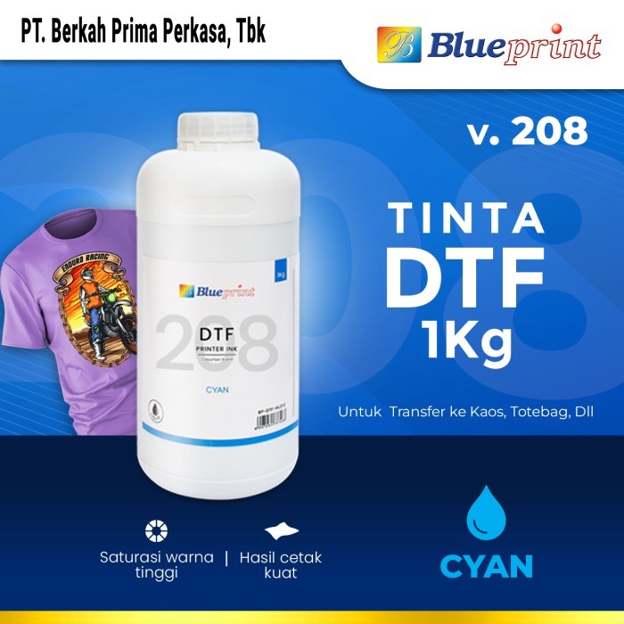 Jual Tinta DTF / DTF Ink Blueprint V.208 1 Kg Untuk Transfer ke Kaos, Totebag, dan Kain - Cyan ...