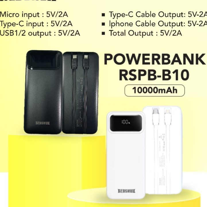 Jual powerbank REDSKULL RSPB-B10 10.000mah & ( RSBP-A10 non kabel ...