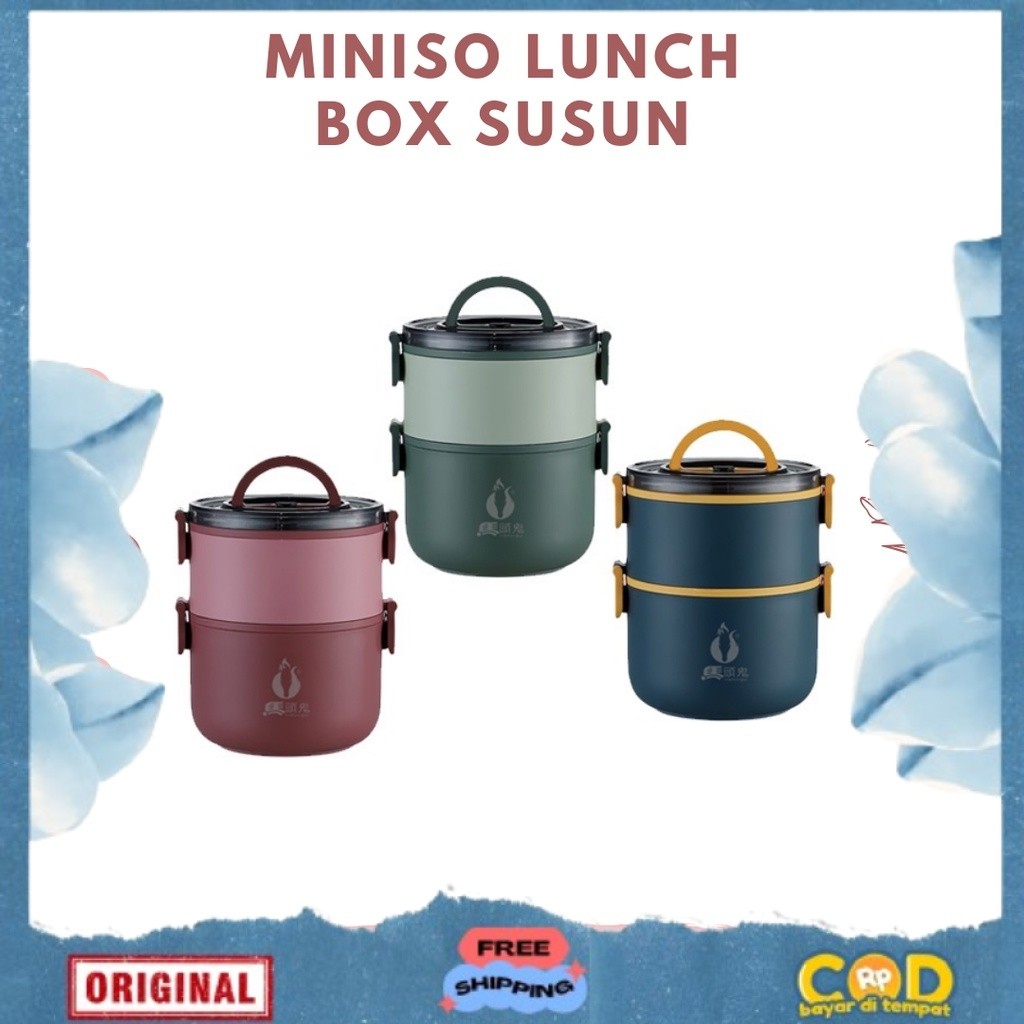 Jual MINISO LUNCH BOX SUSUN TINGKAT 2 TAHAN PANAS | Shopee Indonesia