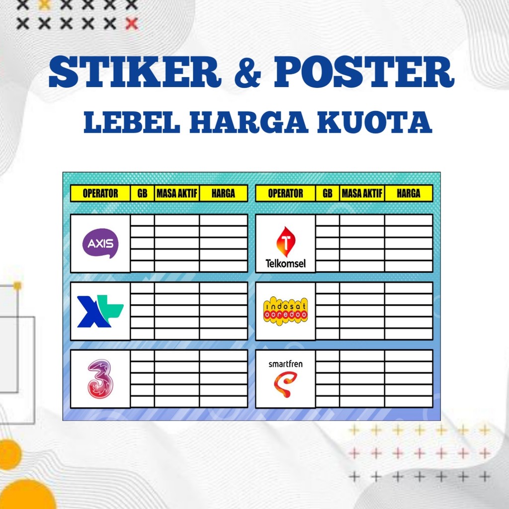 Jual POSTER STIKER DAFTAR HARGA PULSA + LAMINASI GLOSSY | Shopee Indonesia
