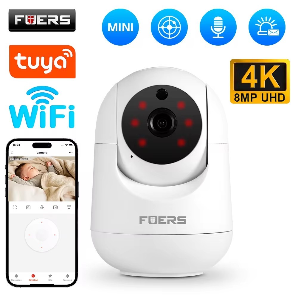 Jual Fuers 4K 8MP IP Camera Tuya Smart Home Indoor WiFi Wireless ...