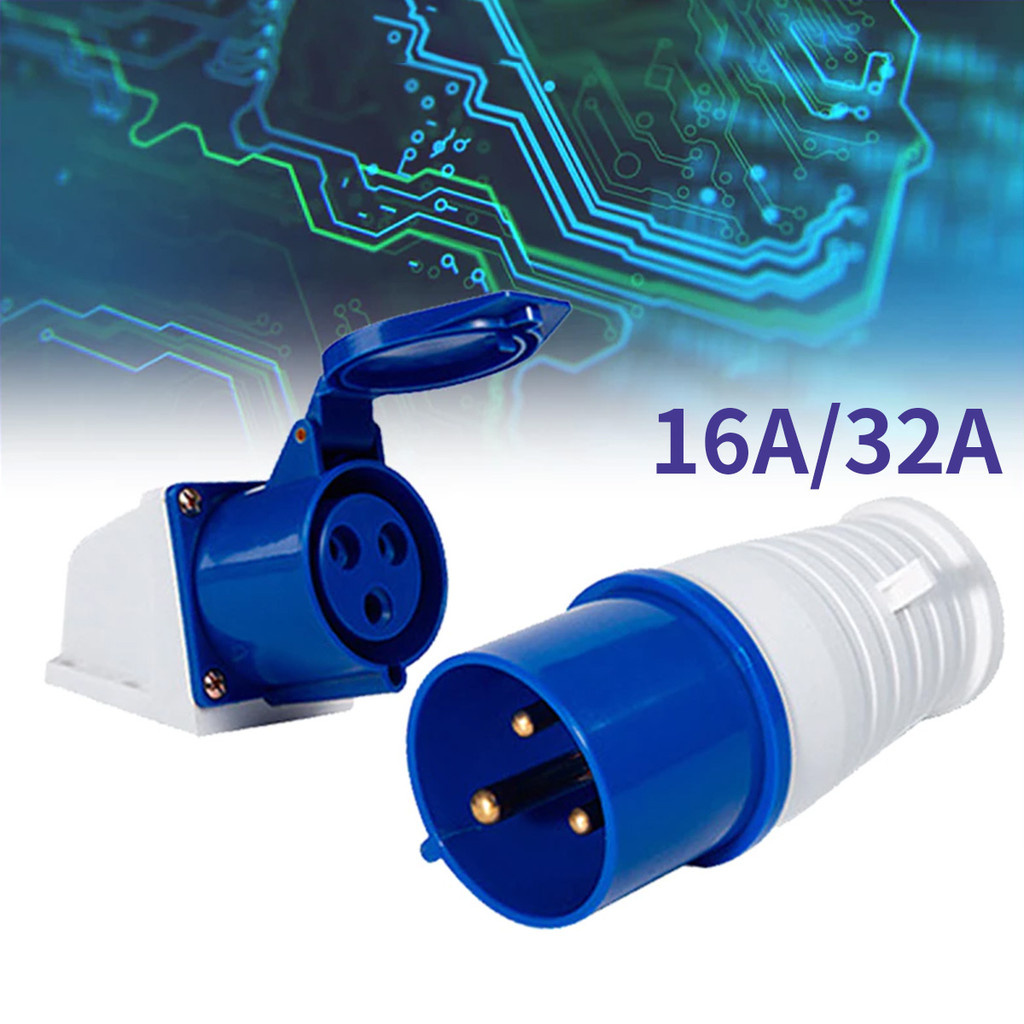 Jual Plug dan Stop kontak industrial 16A/32A Stop kontak Genset Konektor Listrik socket 3 pin ...