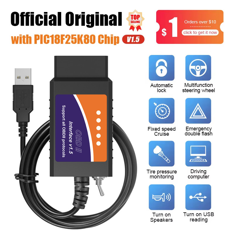 Jual FOR-Scan ELM327 USB V1.5 PIC18F25K80 for Mazda Ford Module ...