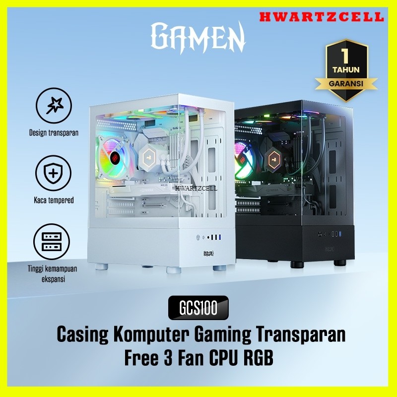 Jual [HWARTZ] GAMEN GCS100 Transparant Gaming Computer Case Tempered ...