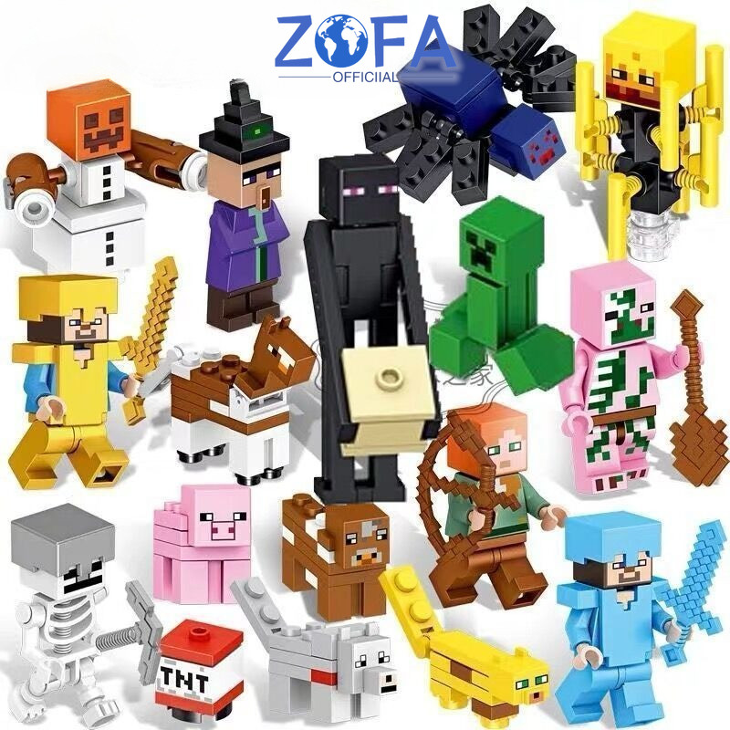Jual 16Pcs/SET Pajangan Minecraft Mainan Balok Minecraft Minifigure ...