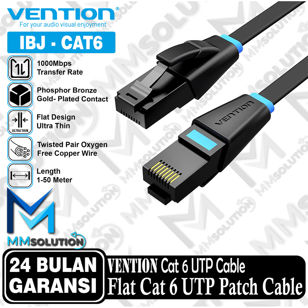 Jual Vention Kabel LAN Flat Cat.6 UTP Patch Cable RJ45 1000Mbps Ethernet - IBJ | Shopee Indonesia