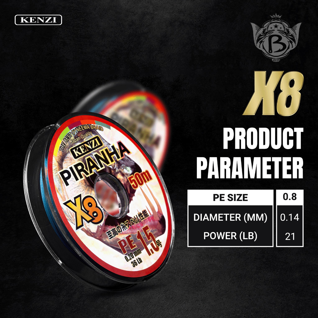 Jual KENZI LINE SENAR PIRANHA X8 50 Meter | Shopee Indonesia