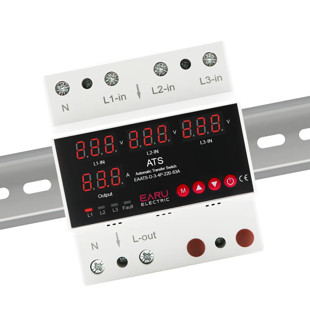 Jual 63A 100A 3 Phase 3P+N Over Under Voltage Protector ATS Automatic ...