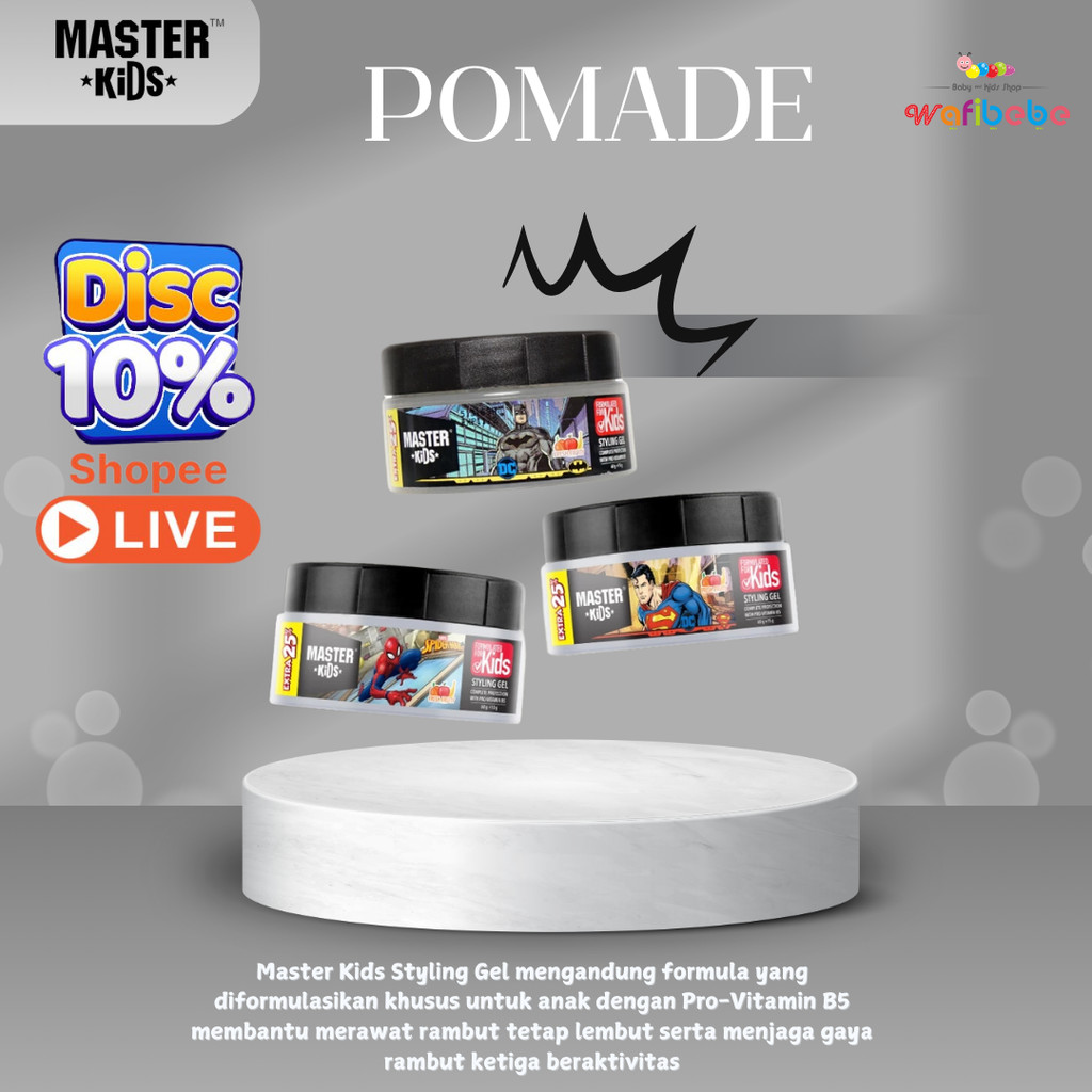 Jual MASTER KIDS Pomade Hair Styling Gel Rambut Anak - 75 gr | Shopee ...