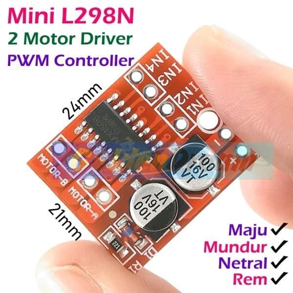Jual GB99 Mini Driver 2 Motor L298N PWM Controller Pengendali Dinamo ...