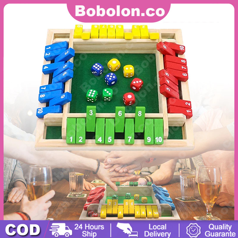 Jual Bobolon.co 4 Warna Mainan Board Game Dadu Shut The Box Angka Shut The Box Board Game Untuk ...