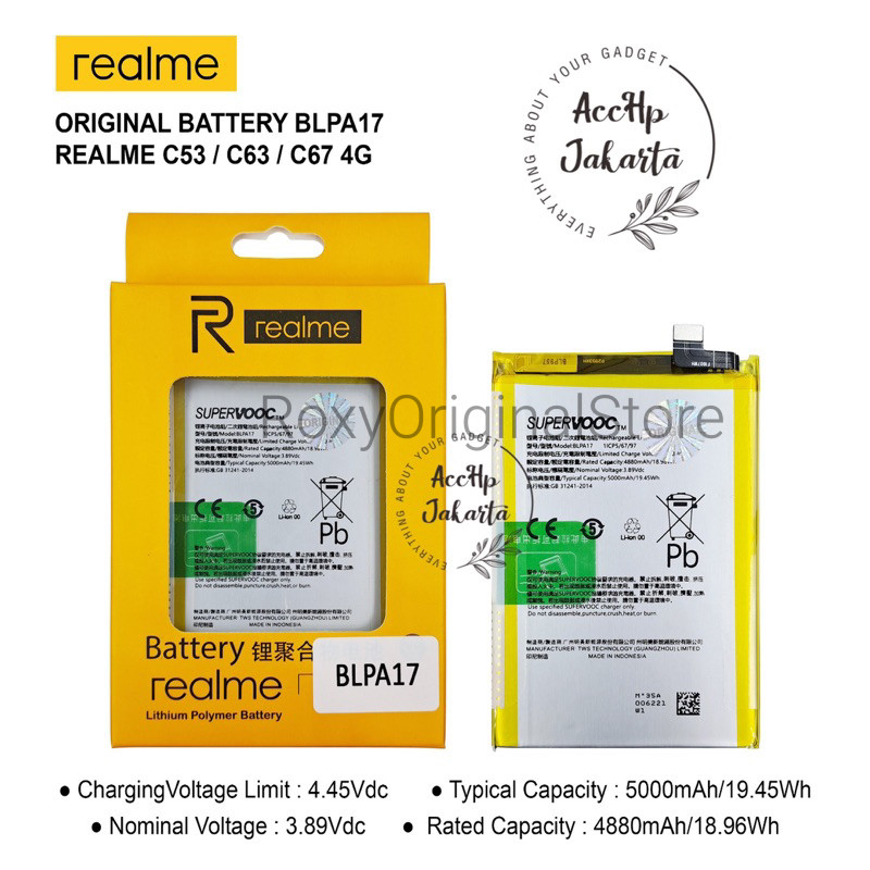 Jual Baterai Batre Realme C53 C51S C63 C65 C67 4G C67 NFC Realme 12 5G ...