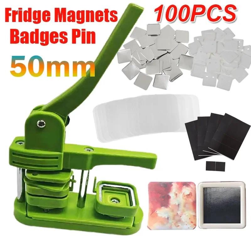 Jual Square Refrigerator Badge Button Maker 100Sets 50mm Materials ...