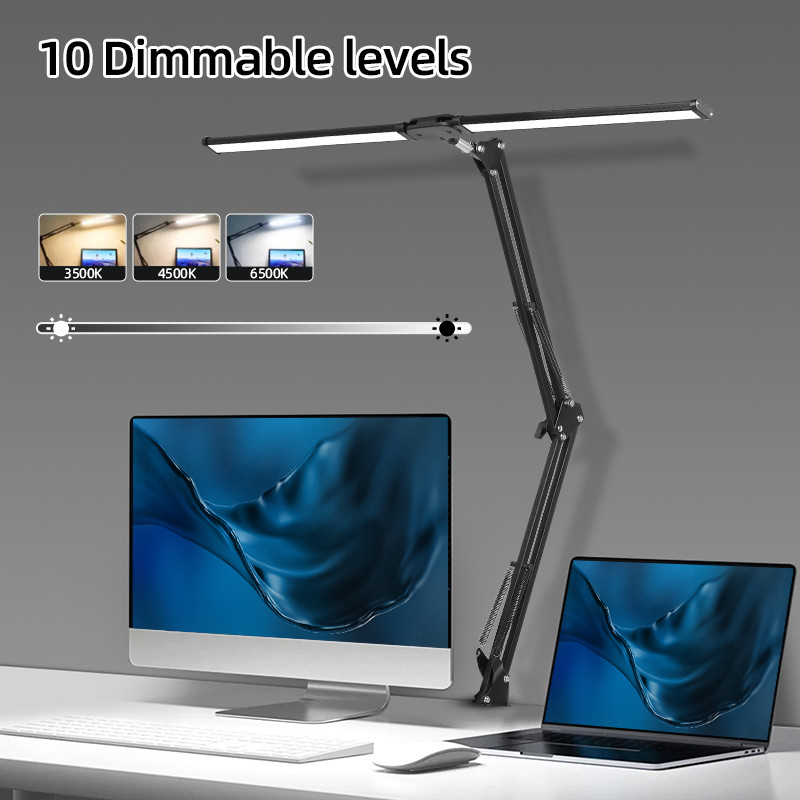 Jual Desk Lamps Double Head LED Stepless Dimmable Led USB Table Lamp ...