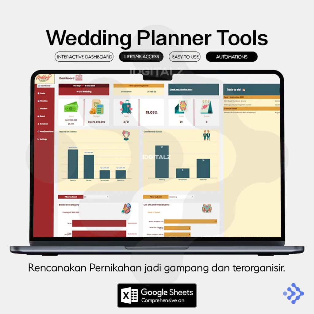 Jual [T080] Wedding Planner Tools Template Google Sheet - Rencanakan ...