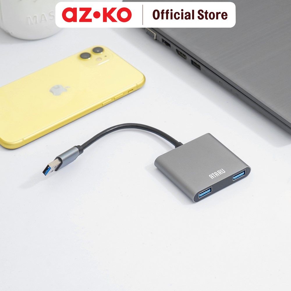 Jual AZKO Ataru Usb 3.0 To 4 Usb Hub 3.0 Adapter - Abu-Abu | Shopee ...