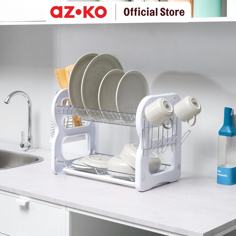 Jual AZKO Stora Prime Rak Piring 2 Tingkat - Putih Dish Rack Tempat ...
