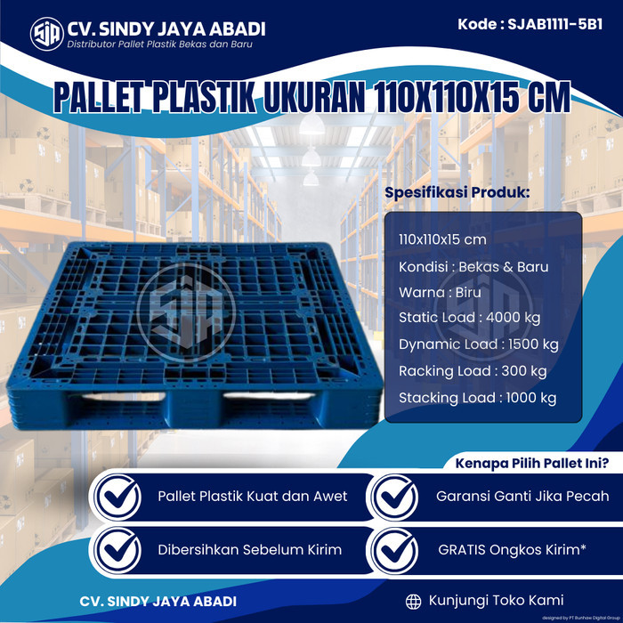 Jual Pallet Plastik Bekas Ukuran 110x110x15 cm - SJAB1111-5B1 / Pallet ...