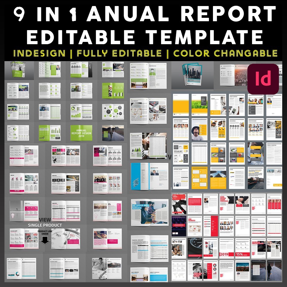 Jual 9 IN 1 Annual Report Template Bundle | Indesign | Fully Editable ...