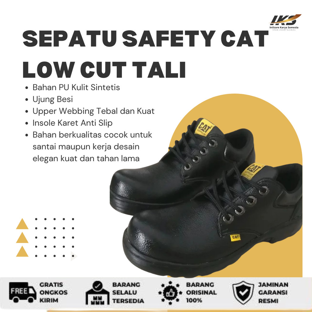 Jual Sepatu Safety CAT TALI Kualitas Premium Low Cut Kulit Ujung Besi ...