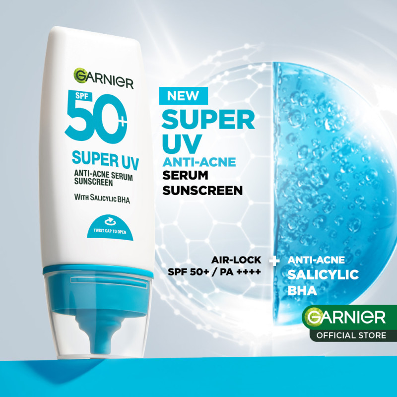 Jual GARNIER Super UV Anti-Acne Serum Sunscreen SPF50+ PA++++ Salicylic ...
