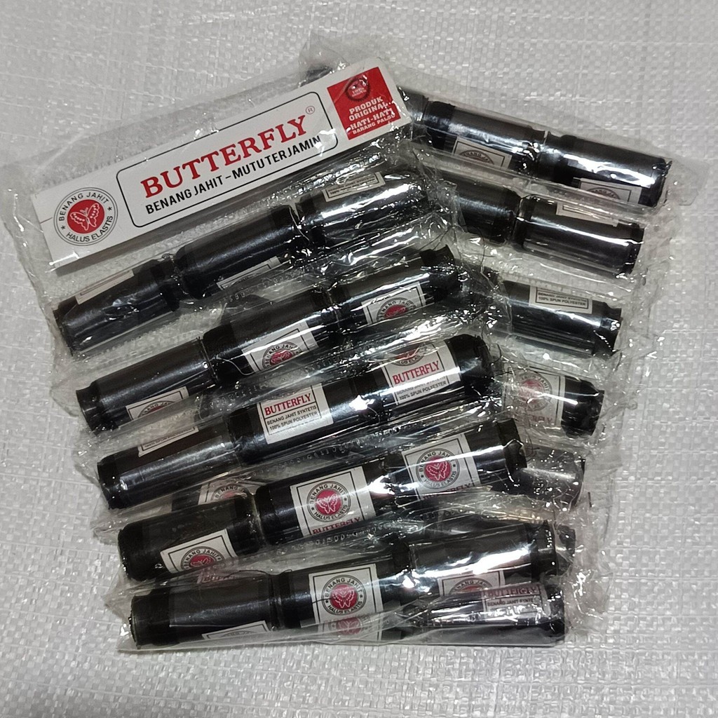 Jual Benang Jahit Butterfly / Benang Jahit Warna Hitam Isi 36 Pcs ...