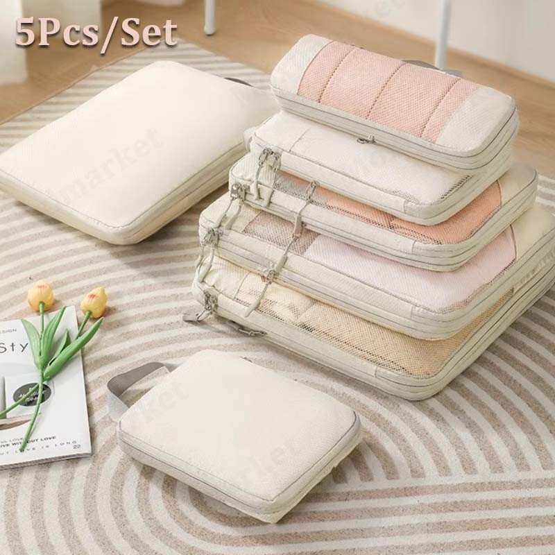 Jual (5 PCS JARING)Tas Travel Compression Packing Cubes Secret Pouch ...